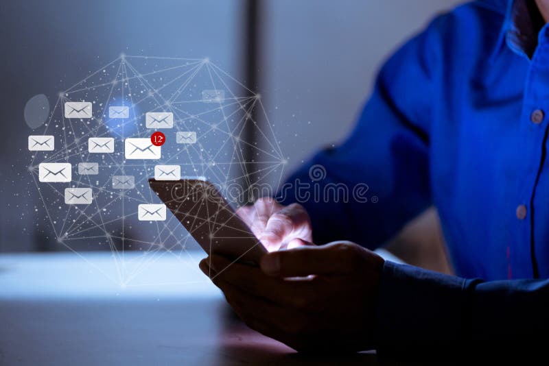 Business Using Smartphone ,with Email Icon, Email Inbox Electronic ...