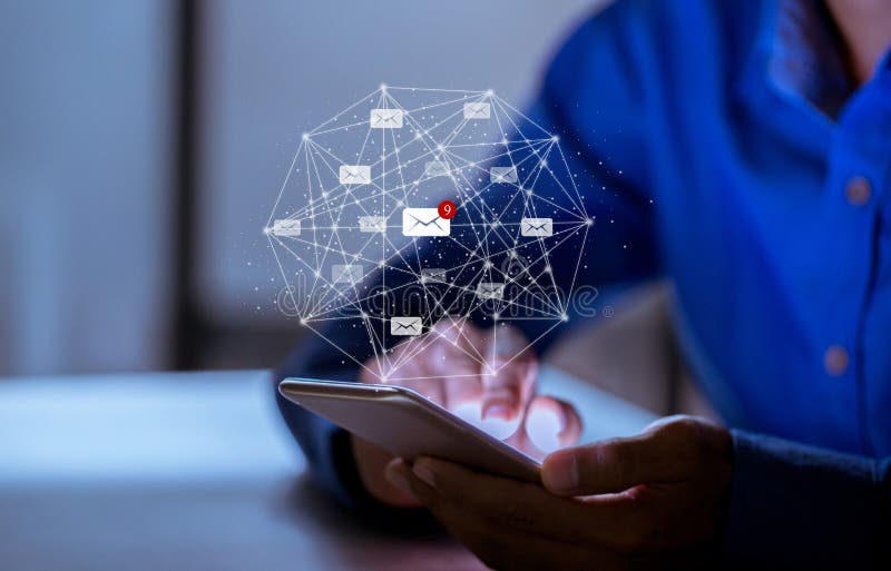 Business Using Smartphone ,with Email Icon, Email Inbox Electronic ...