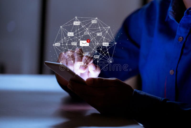 Business Using Smartphone ,with Email Icon, Email Inbox Electronic ...