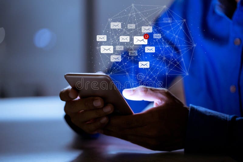 Business Using Smartphone ,with Email Icon, Email Inbox Electronic ...