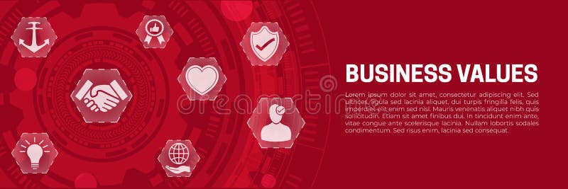 Business Values Abstract Banner Background with Icons Stock Vector ...