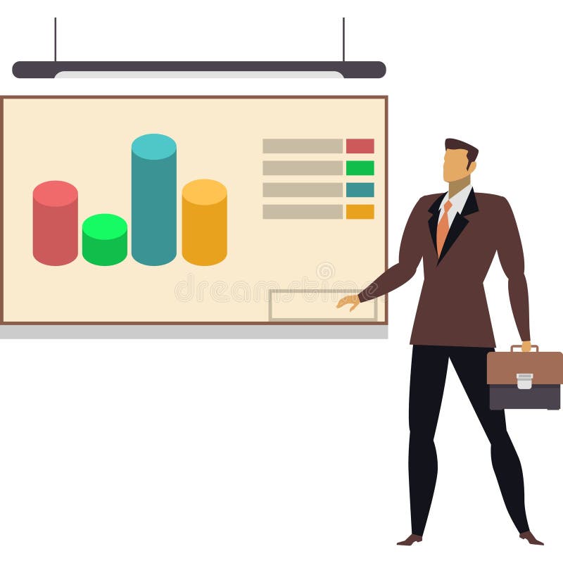 Business Vector Presenter Showing Graph and Chart Stock Vector ...