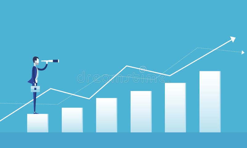 Business Vision Concept and Business Man Standing on Graph Growth Stock ...