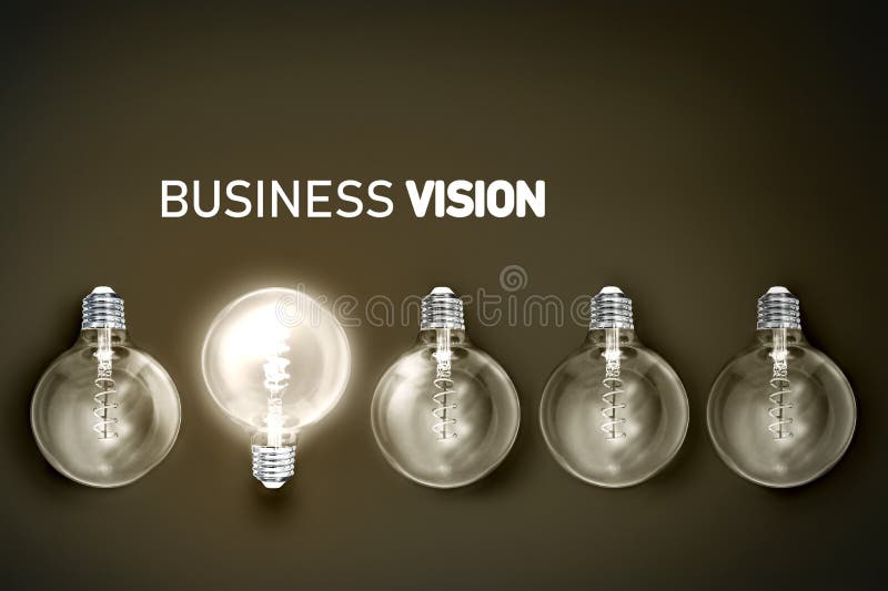 Business Vision , Illuminated Light Bulb Row Dim Ones Concept Solution ...