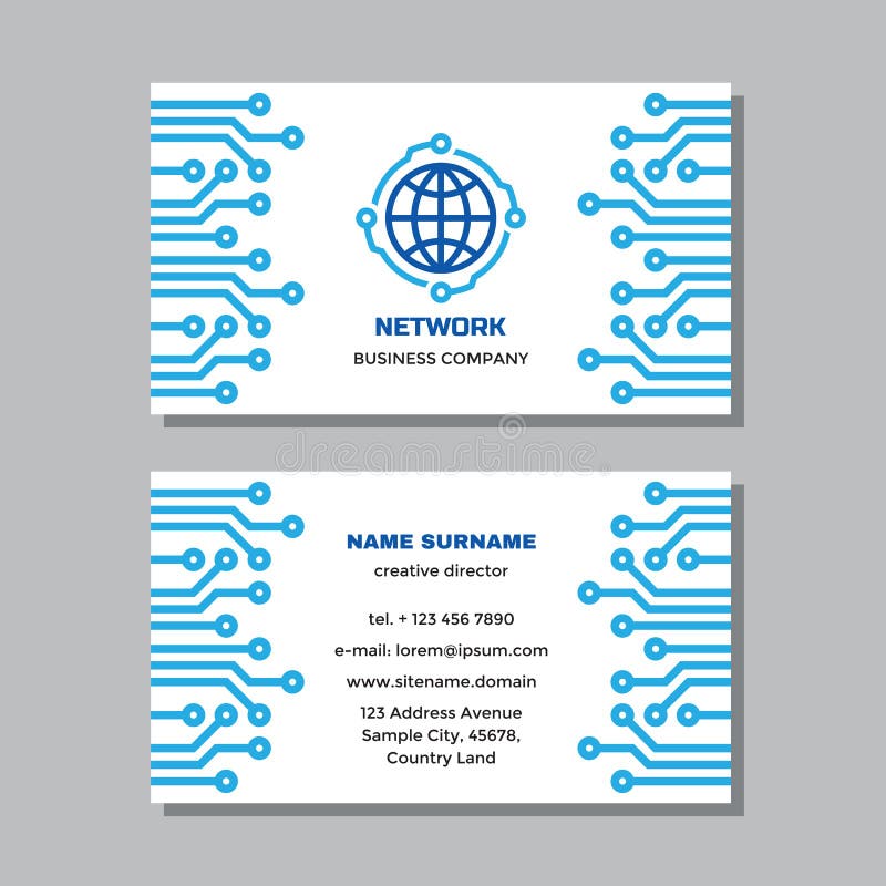 Business Visit Card Template with Logo - Concept Design. Global Network ...