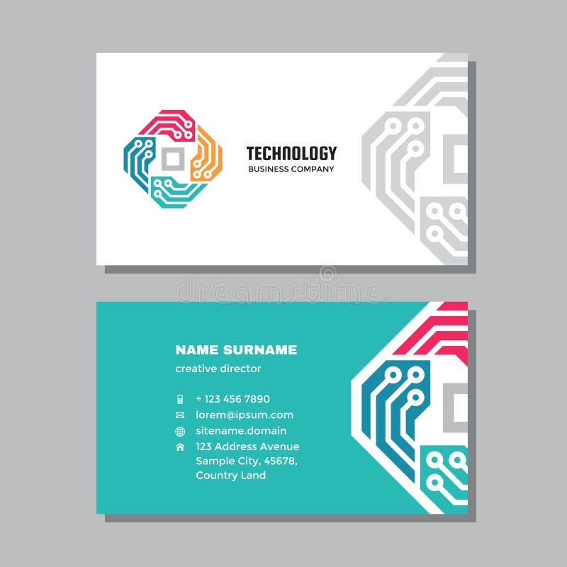 Business Visit Card Template with Logo - Concept Design. Computer ...