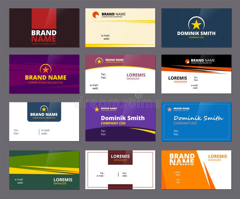 Business Visit Cards. Colored Office Corporate or Personal Id Cards ...