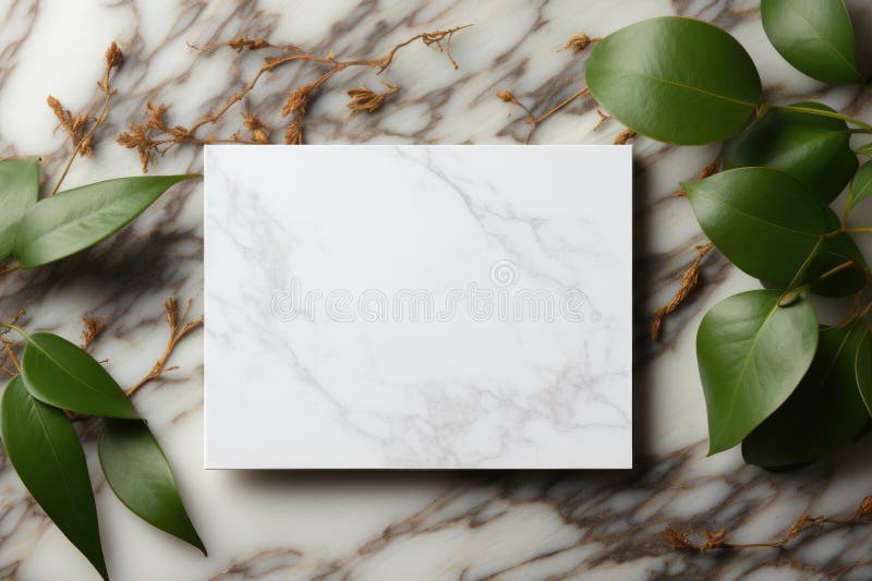 Business Visiting Card Empty White Mock Up on Marble Background Stock ...