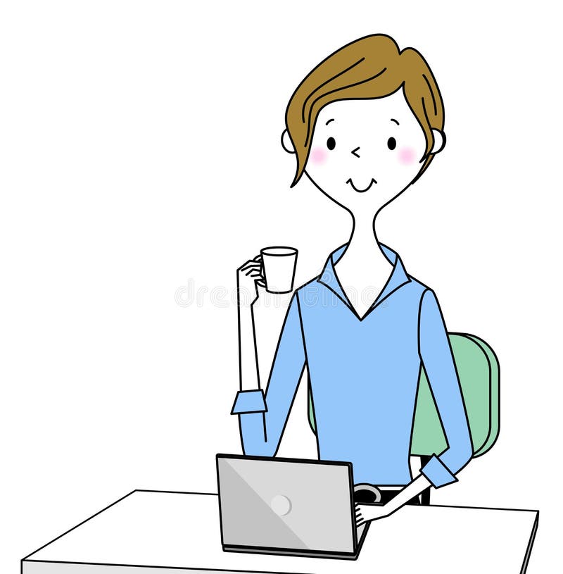 Business Woman Operating a Laptop Stock Vector - Illustration of report ...