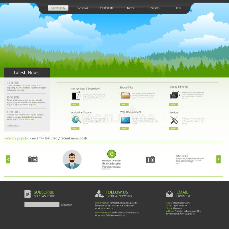 Modern Eco Website Template with Flat Eco Pollution Illustration Stock ...