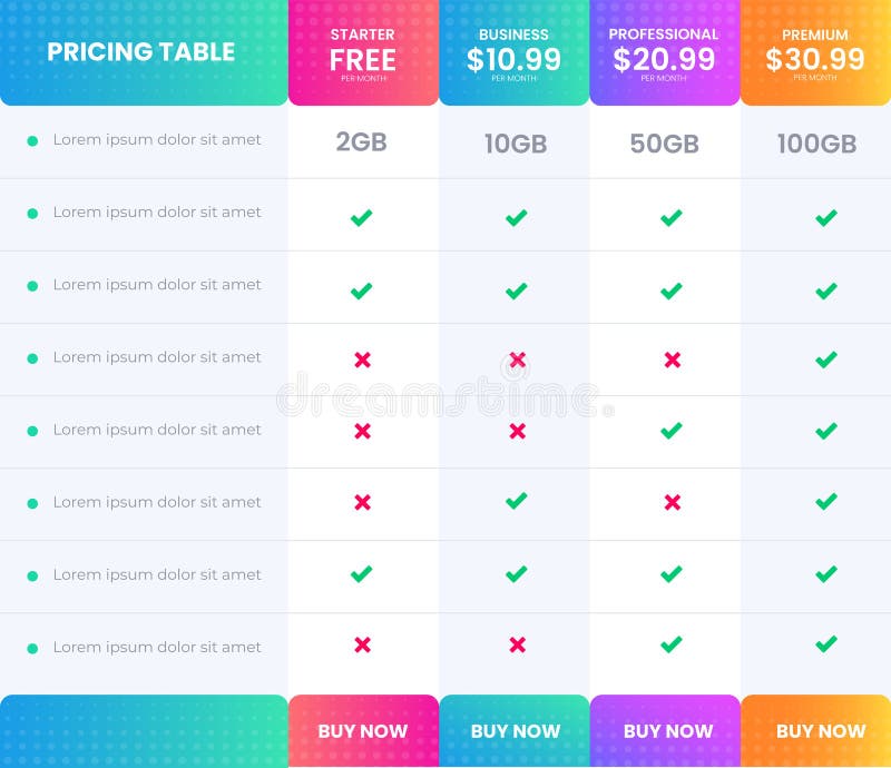 Business Website Price Pricing Chart Table Subscription Design with ... Business Website Price Pricing Chart Table Subscription Design with ...