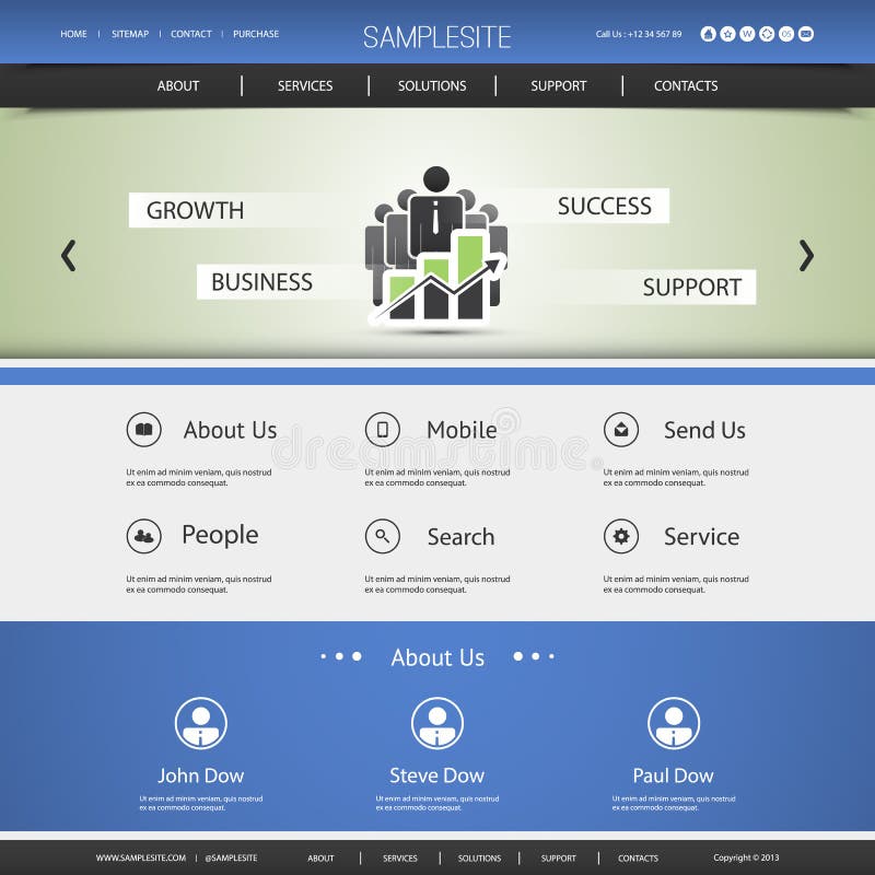 Business Website Template Design - Growth, Business, Support, Success ...