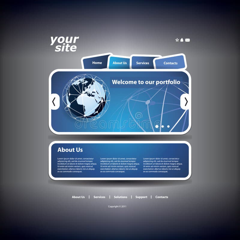 Business Website Template with Network Concept Design Stock Vector ...