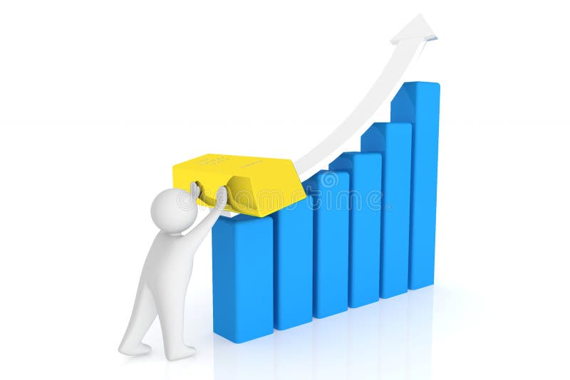 Business White Man Pushing Gold Prices. Stock Illustration ...