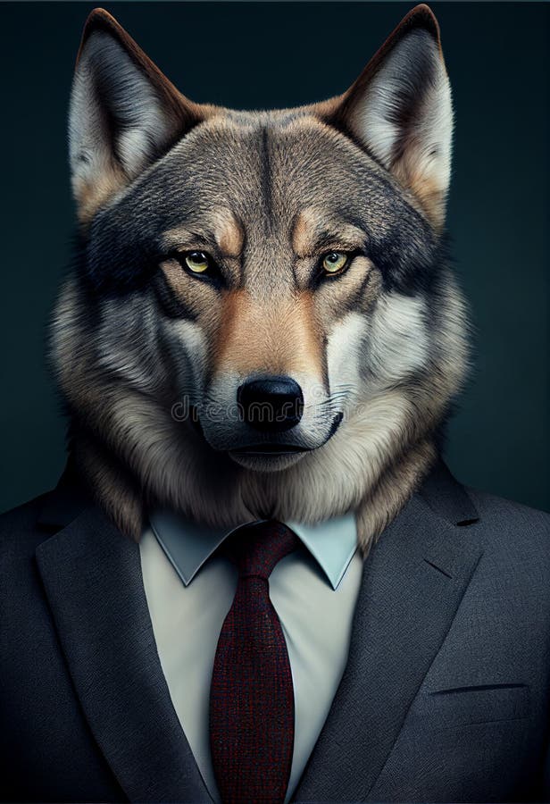 Business Wolf Portrait. AI Generated. Stock Image - Image of buffalo ...