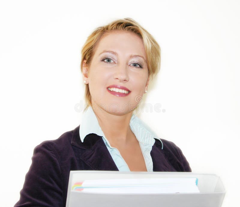 Woman handing over paper stock image. Image of signature - 7626823