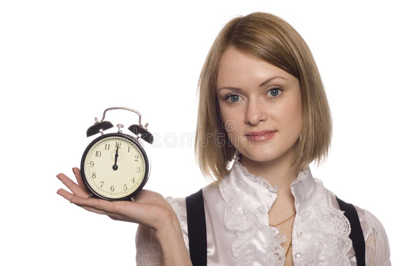 The Business Woman with an Alarm Clock Stock Image - Image of female ...