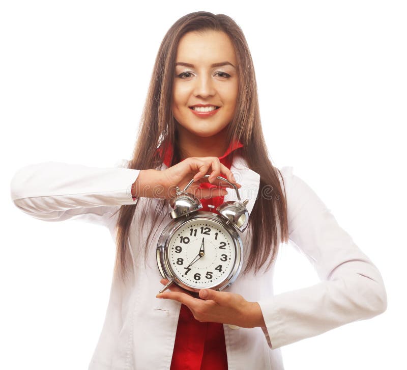 The Business Woman with an Alarm Clock Stock Photo - Image of dreaming ...