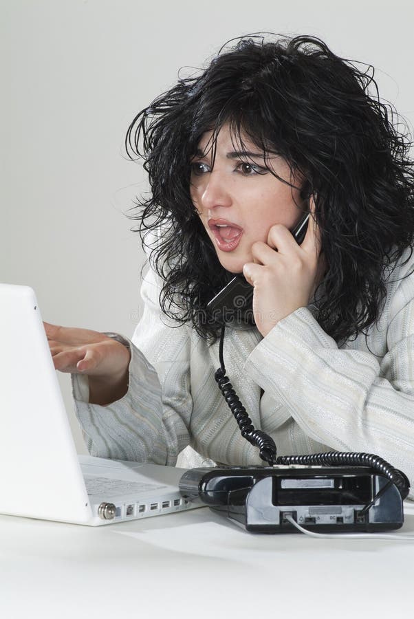 Business Woman Answering the Phone Stock Image - Image of gesture ...