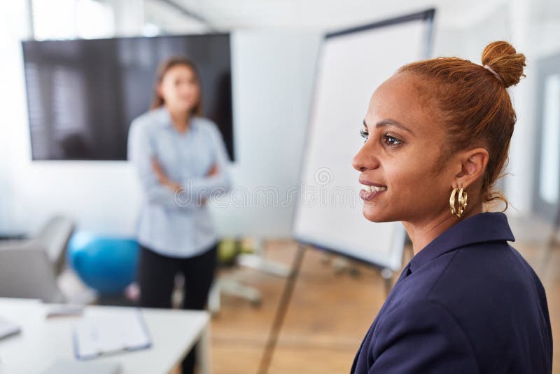 Business Woman As a Trainee in a Workshop Stock Image - Image of ...