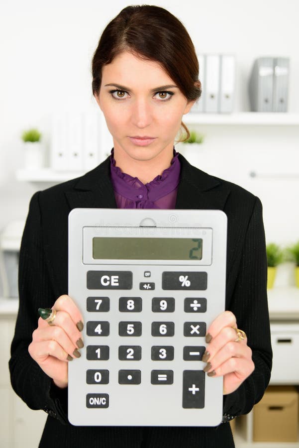 Business Woman with Big Calculator Stock Image - Image of digital, lady ...