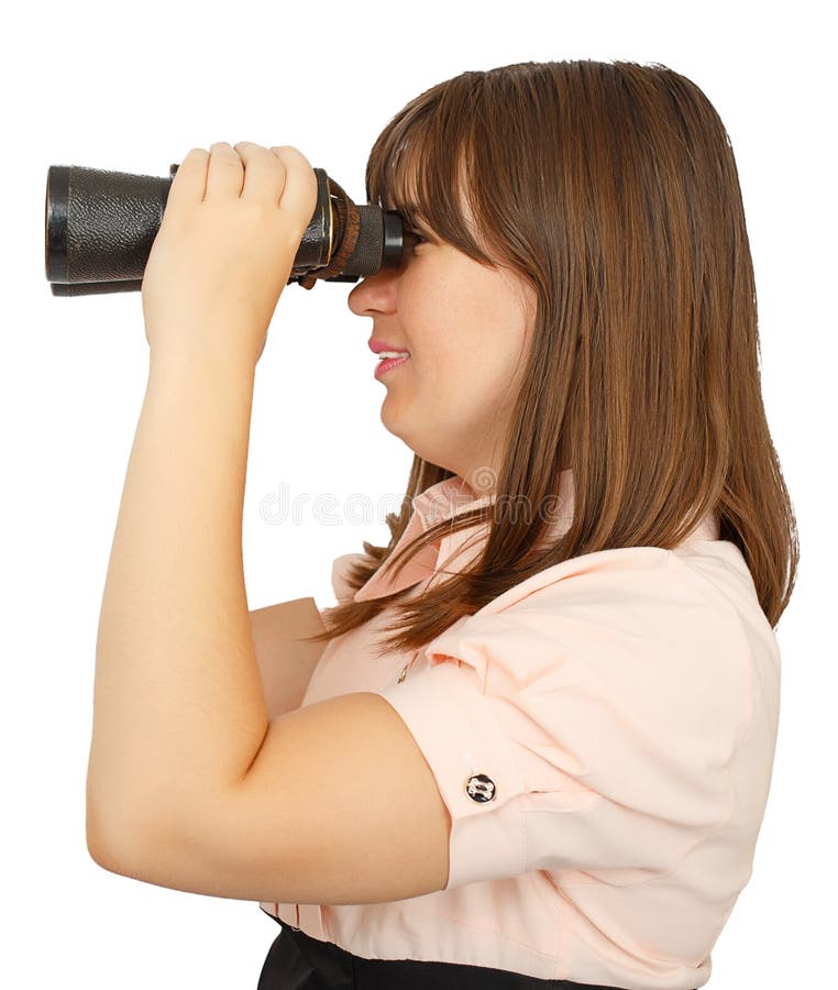 Shocked Business Woman with Binoculars Stock Photo - Image of female ...