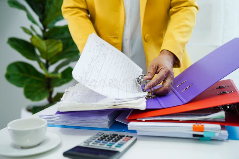 Business Woman Busy Working with Documents in Office Stock Photo ...