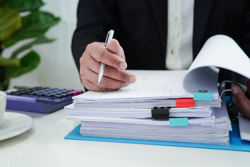 Business Woman Busy Working with Documents in Office Stock Image ...