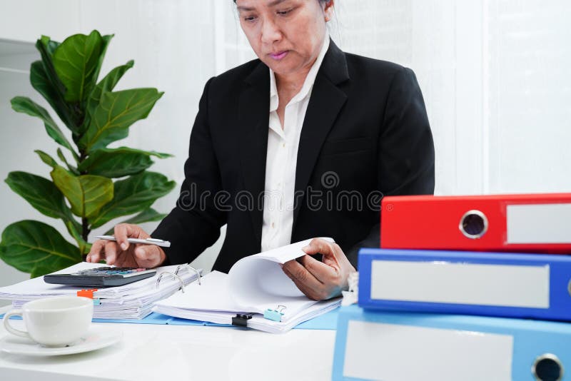 Business Woman Busy Working with Documents in Office Stock Photo ...