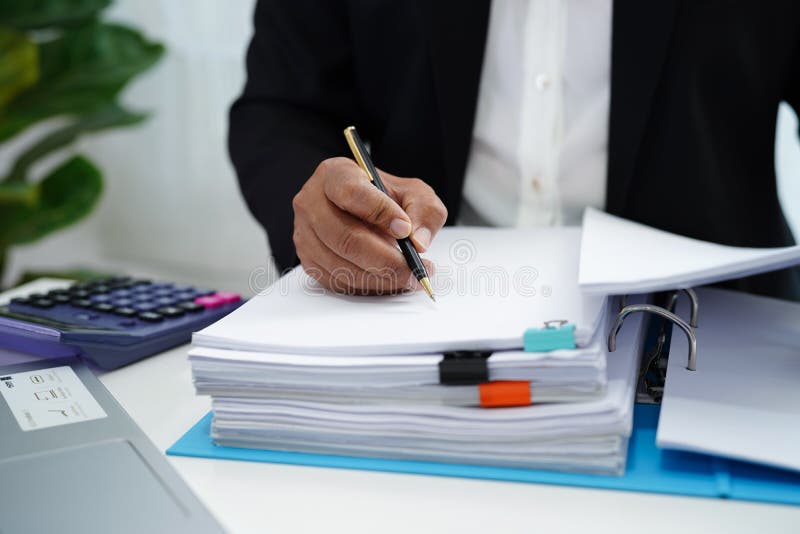 Business Woman Busy Working with Documents in Office Stock Image ...