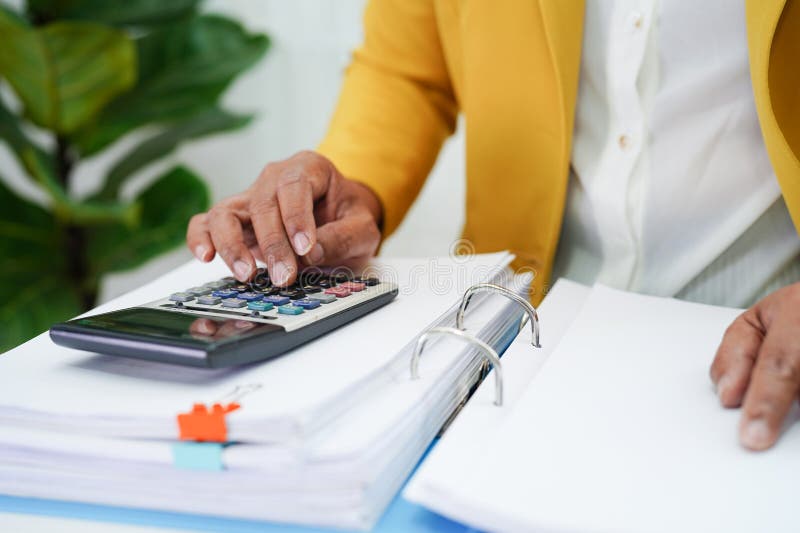 Business Woman Busy Working with Documents in Office Stock Photo ...