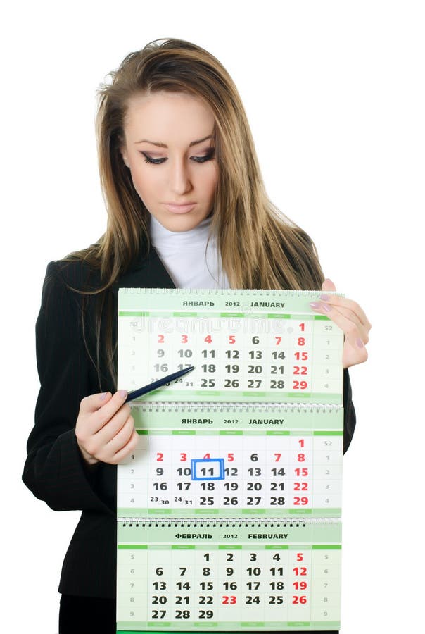 The Business Woman with a Calendar Stock Image - Image of organizer ...