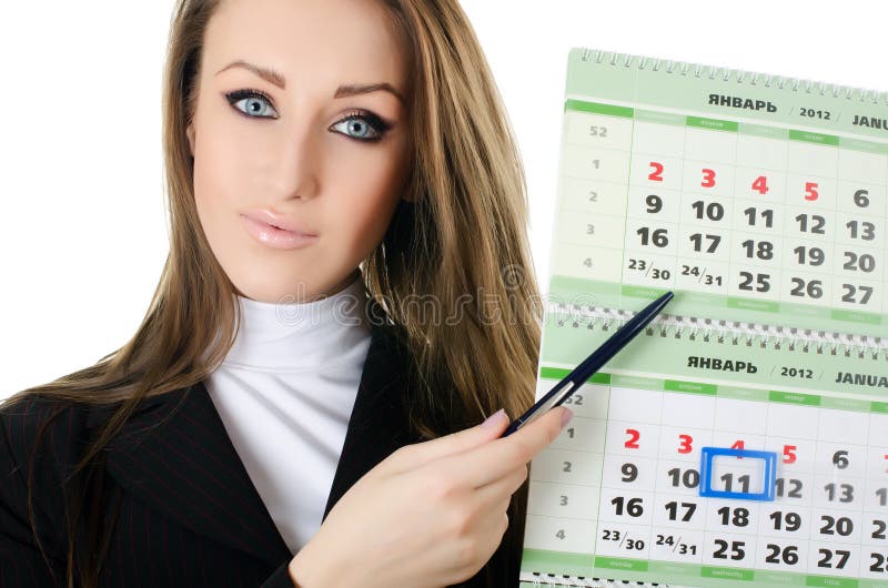 The Business Woman with a Calendar Stock Photo - Image of note, monday ...