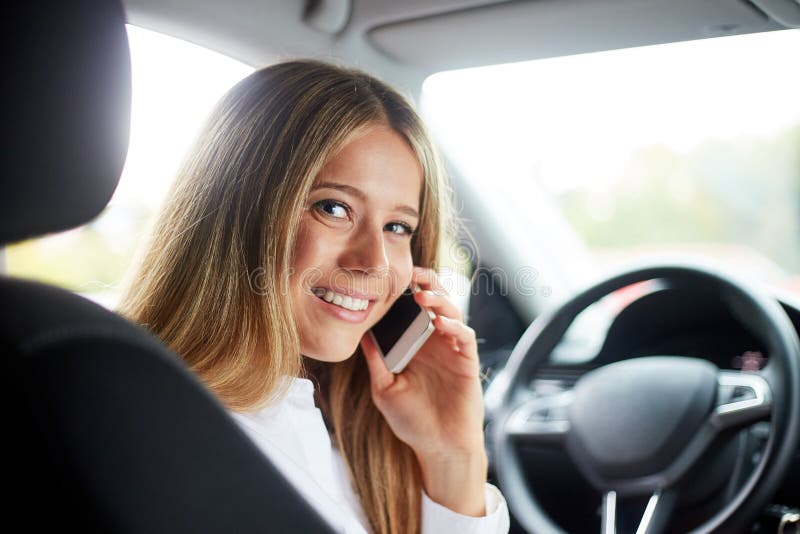 Business Woman Calling in Car Stock Photo - Image of distracted ...