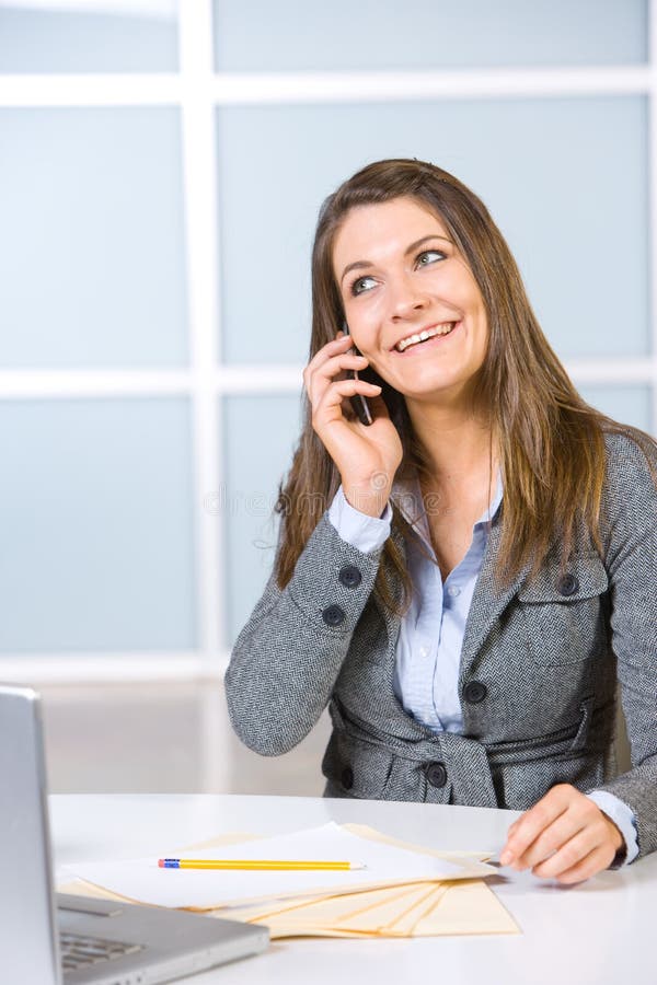 Business Woman on a Cell Phone Stock Photo - Image of person, black ...