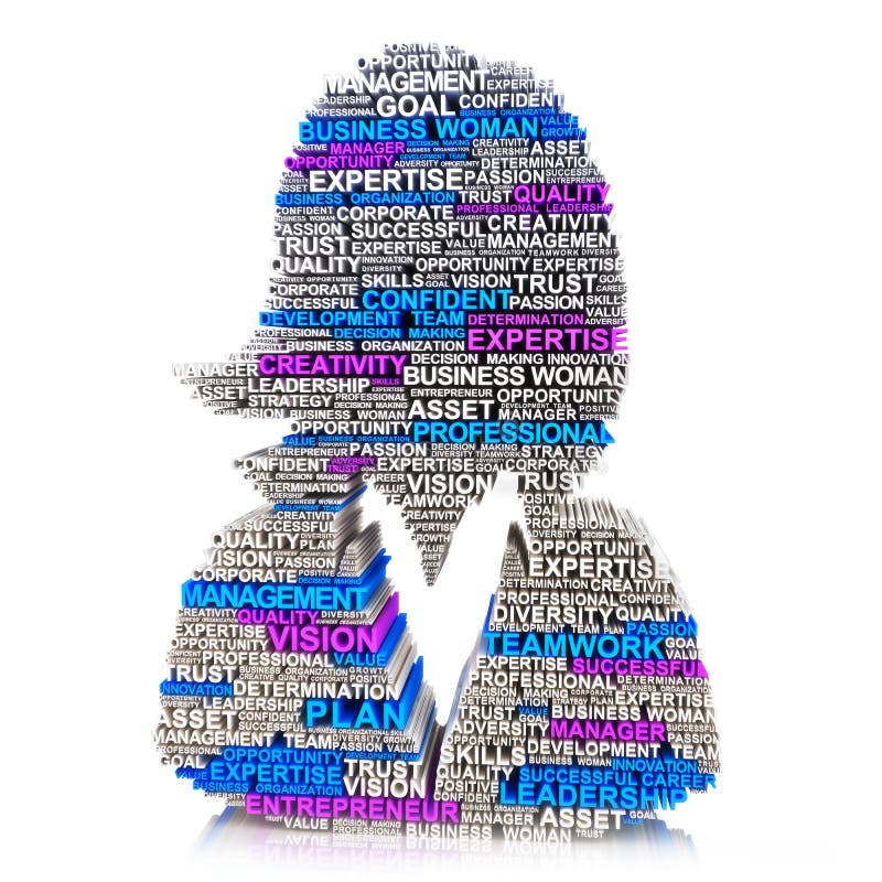 Business Woman Characteristics and Qualities Concept on a White ...