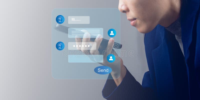 Business Woman Chatting with Chatbot Assistant Conversation, Ai ...