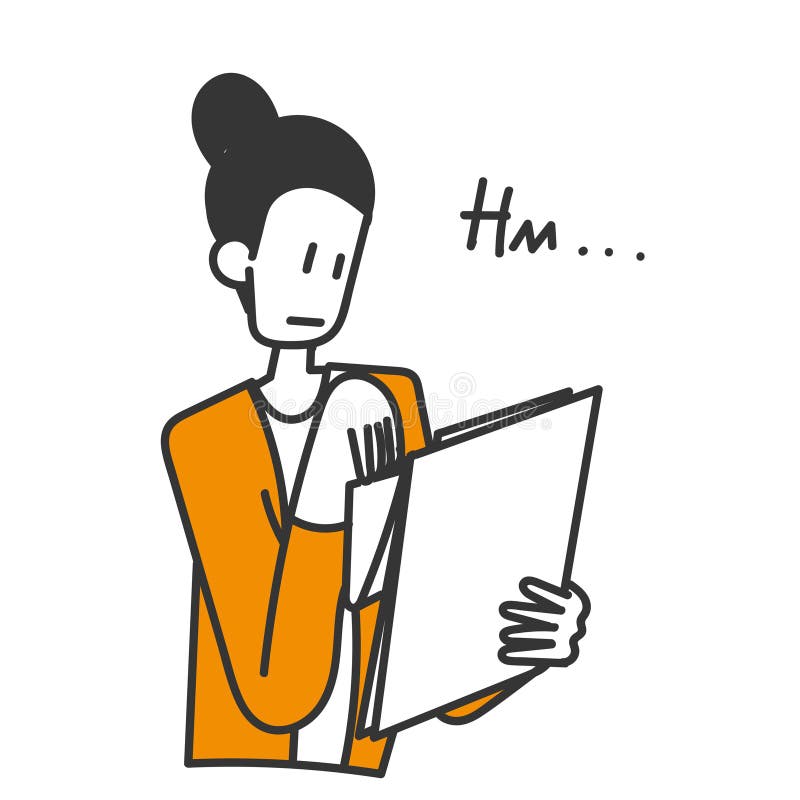 Business Woman is Checking the Document Clipboard Business in Doodle ...