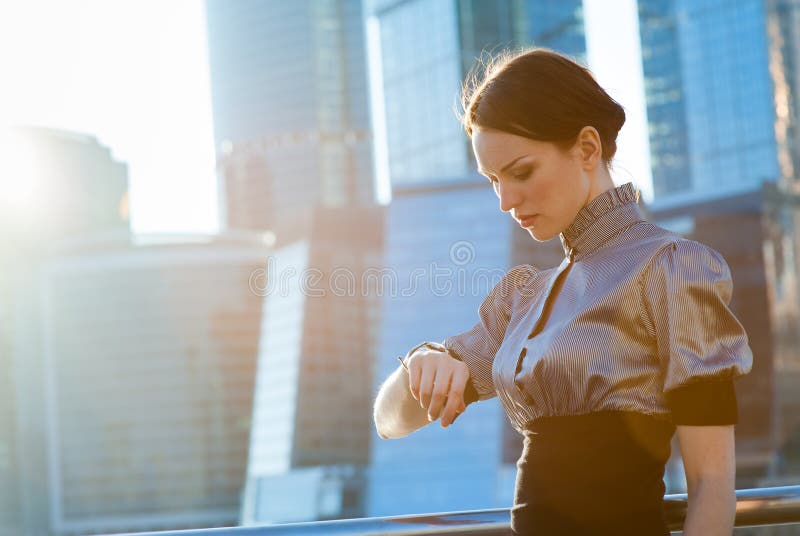 Business Woman Checking the Time Stock Photo - Image of management ...