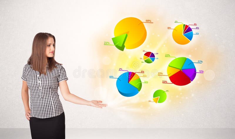Business Woman with Colorful Graphs and Charts Stock Photo - Image of ...