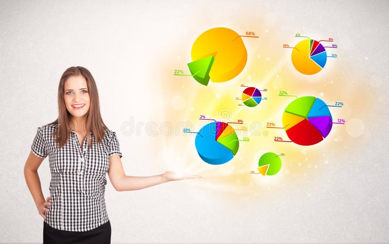 Business Woman with Colorful Graphs and Charts Stock Image - Image of ...