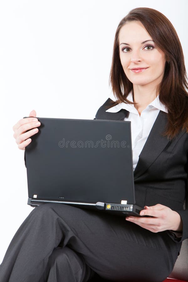 Business Woman with Computer Stock Image - Image of contemporary, suit ...