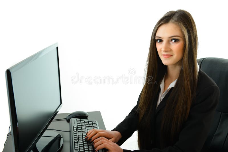 Business Woman on Computer stock photo. Image of mouse - 30804812