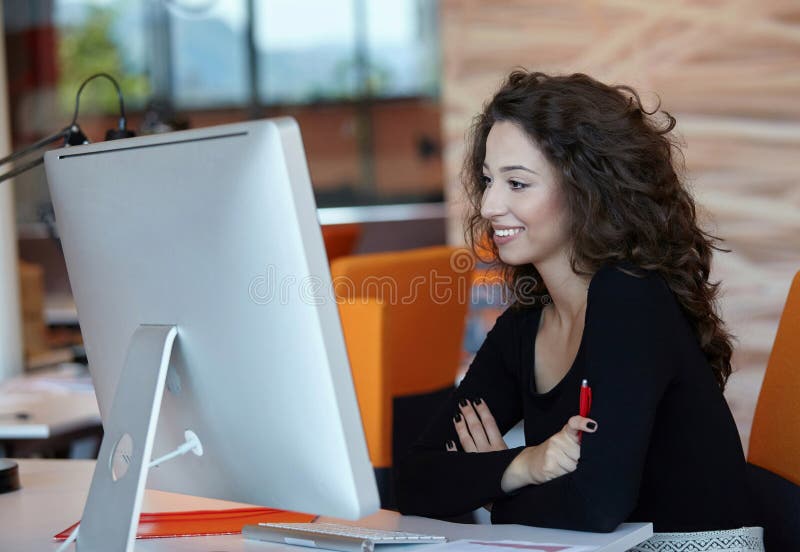 Business Woman with Computer Stock Photo - Image of office, caucasian ...