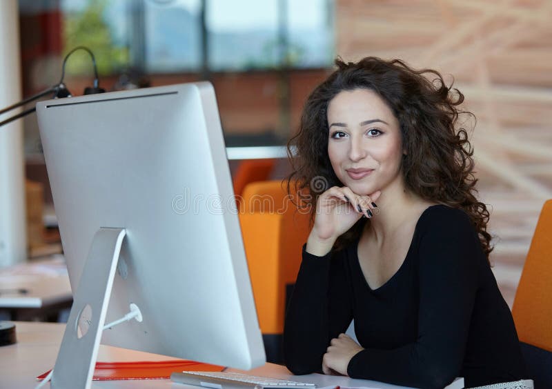 Business Woman with Computer Stock Image - Image of lady, computer ...