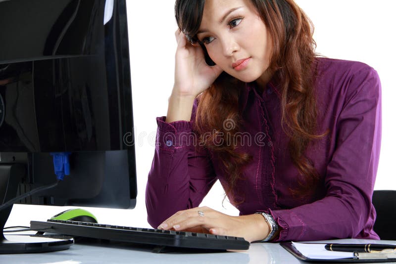 Woman Contemplating Questions Stock Image - Image of business, green ...