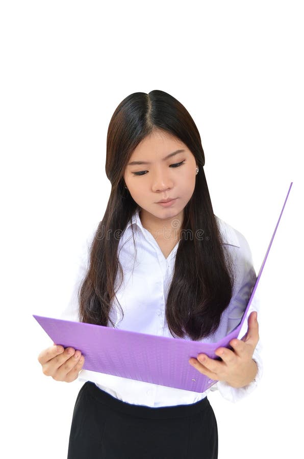 Business Woman with Document File Stock Image - Image of look, lady ...