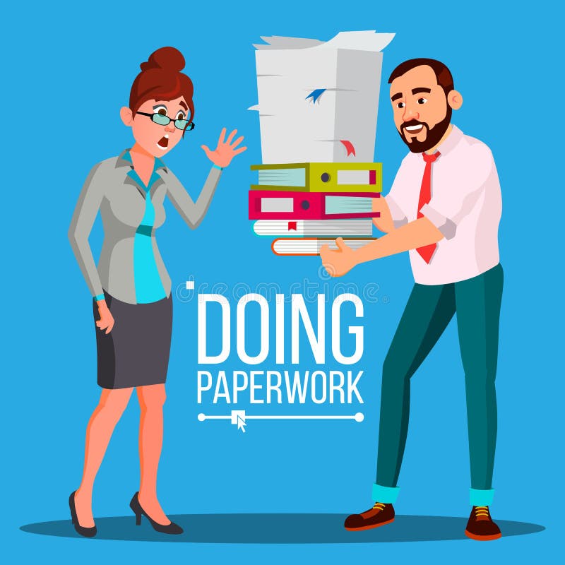 Business Woman Doing Paperwork Vector. Office Worker. Work with ...