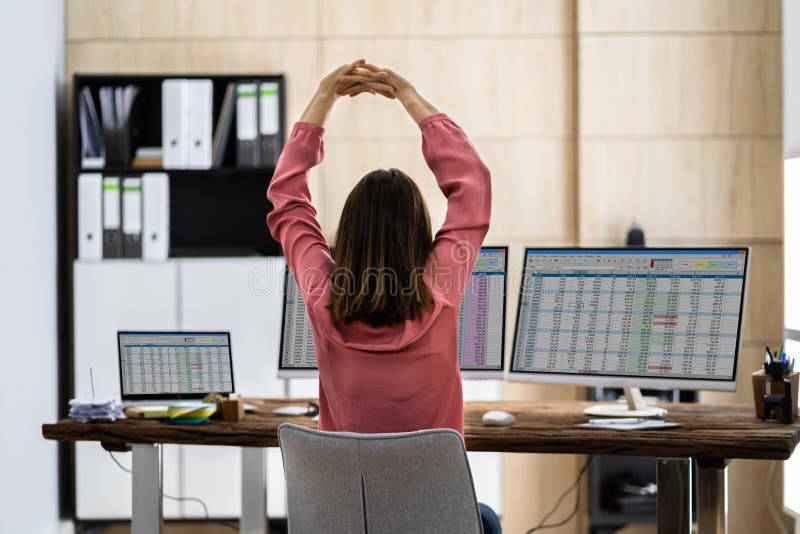 Business Woman Doing Stretch Exercise Stock Image - Image of exercise ...