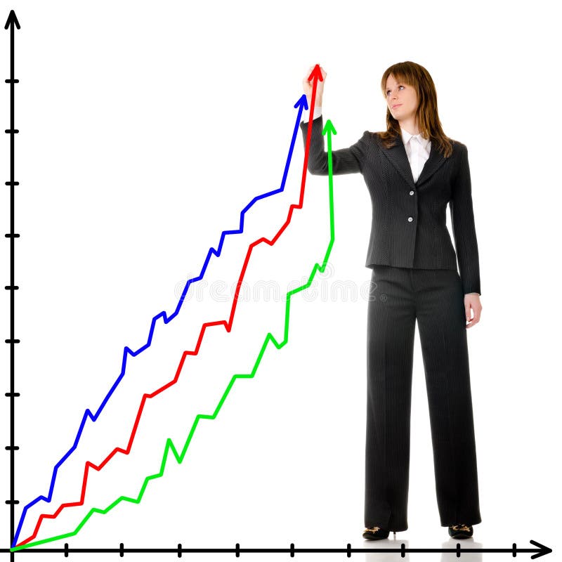 Business Woman Drawing Graph Stock Image - Image of progress, beautiful ...